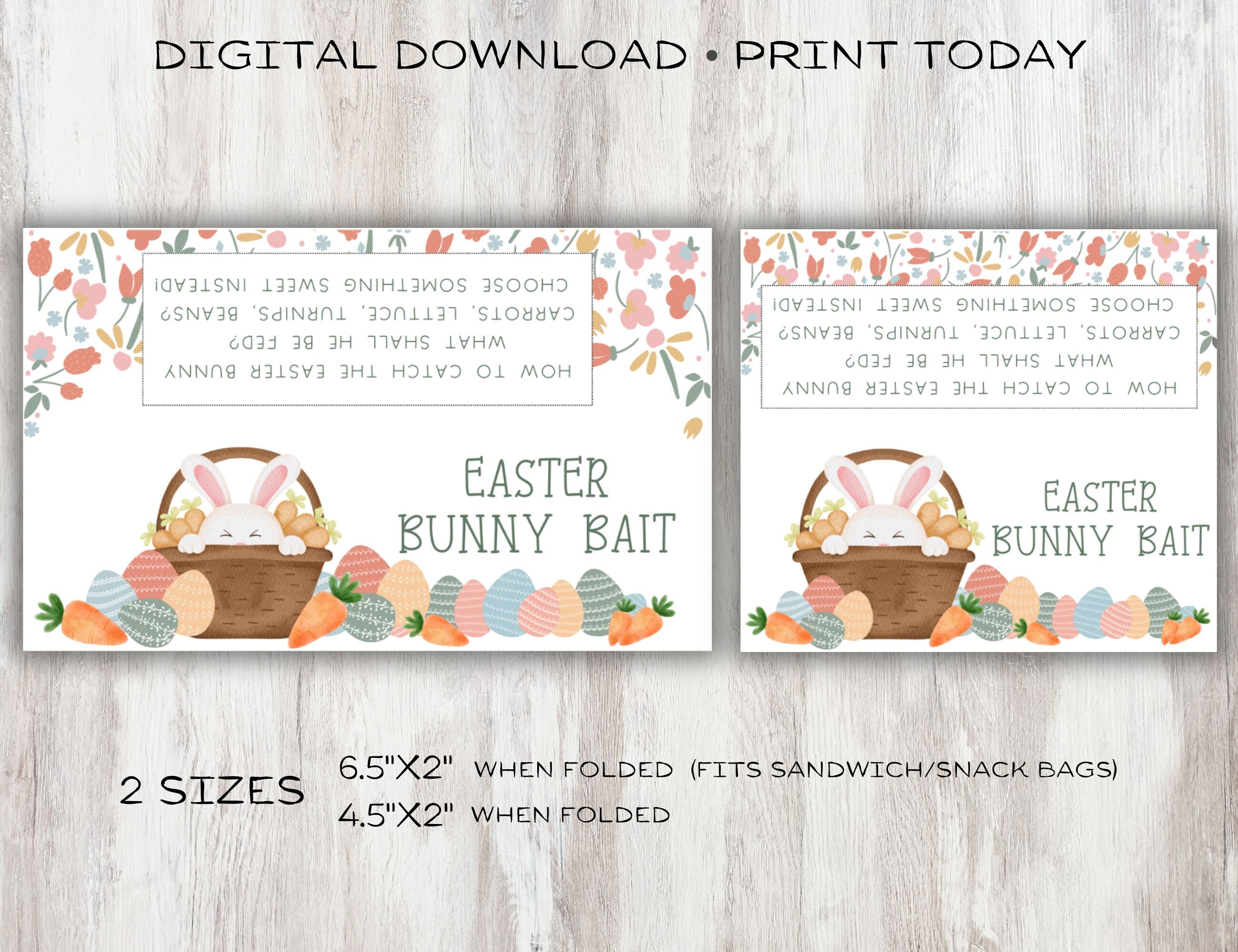 Easter Bunny Bait, Treat Bag Toppers, Printable Candy Snack Baggie ...