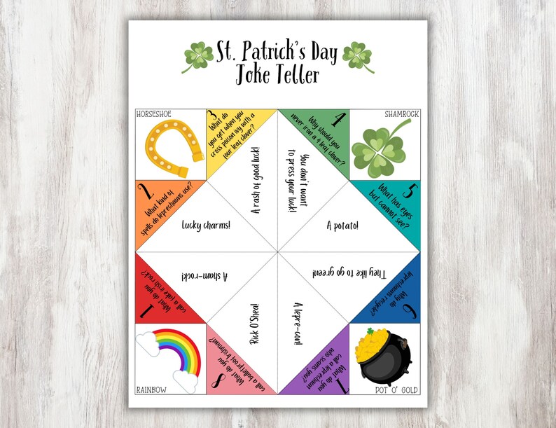 St. Patrick's Day Fortune Teller, Printable Cootie Catcher, Paper ...