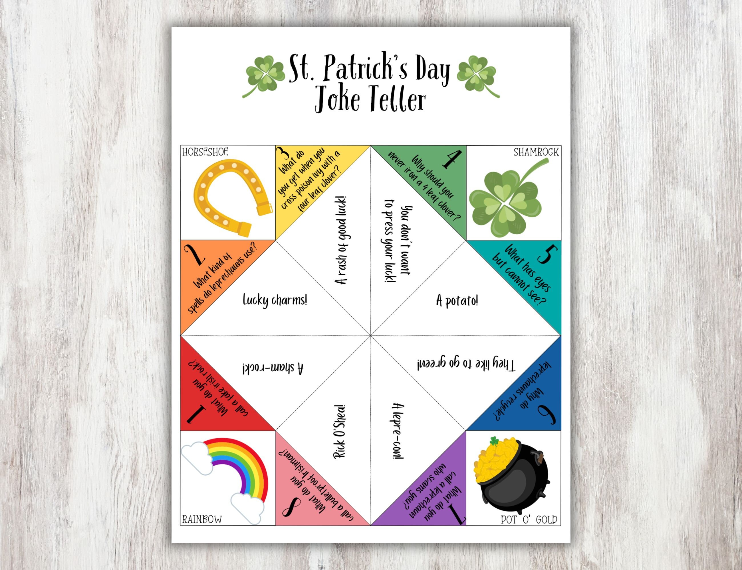 St. Patrick's Day Fortune Teller, Printable Cootie Catcher, Paper ...