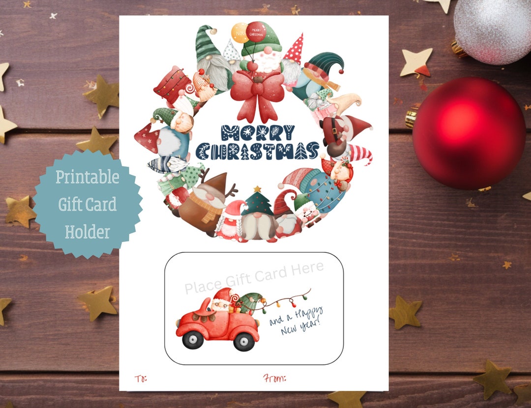 Printable Gnome Gift Card Holder 5x7, Christmas Gift Card Holder ...