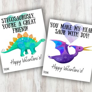 Funny Dinosaur Printable Valentine's Cards, Kid's Classroom Valentines ...