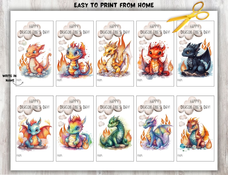Printable Dragon Valentine's Day Cards for Kids, School and Classroom ...
