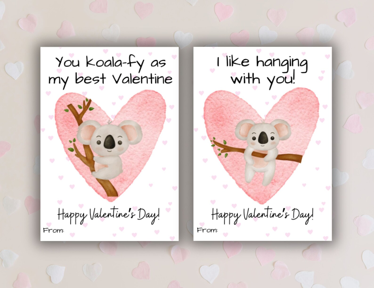 Koala Printable Valentine's Cards, Kid's Classroom Valentines, Treat ...