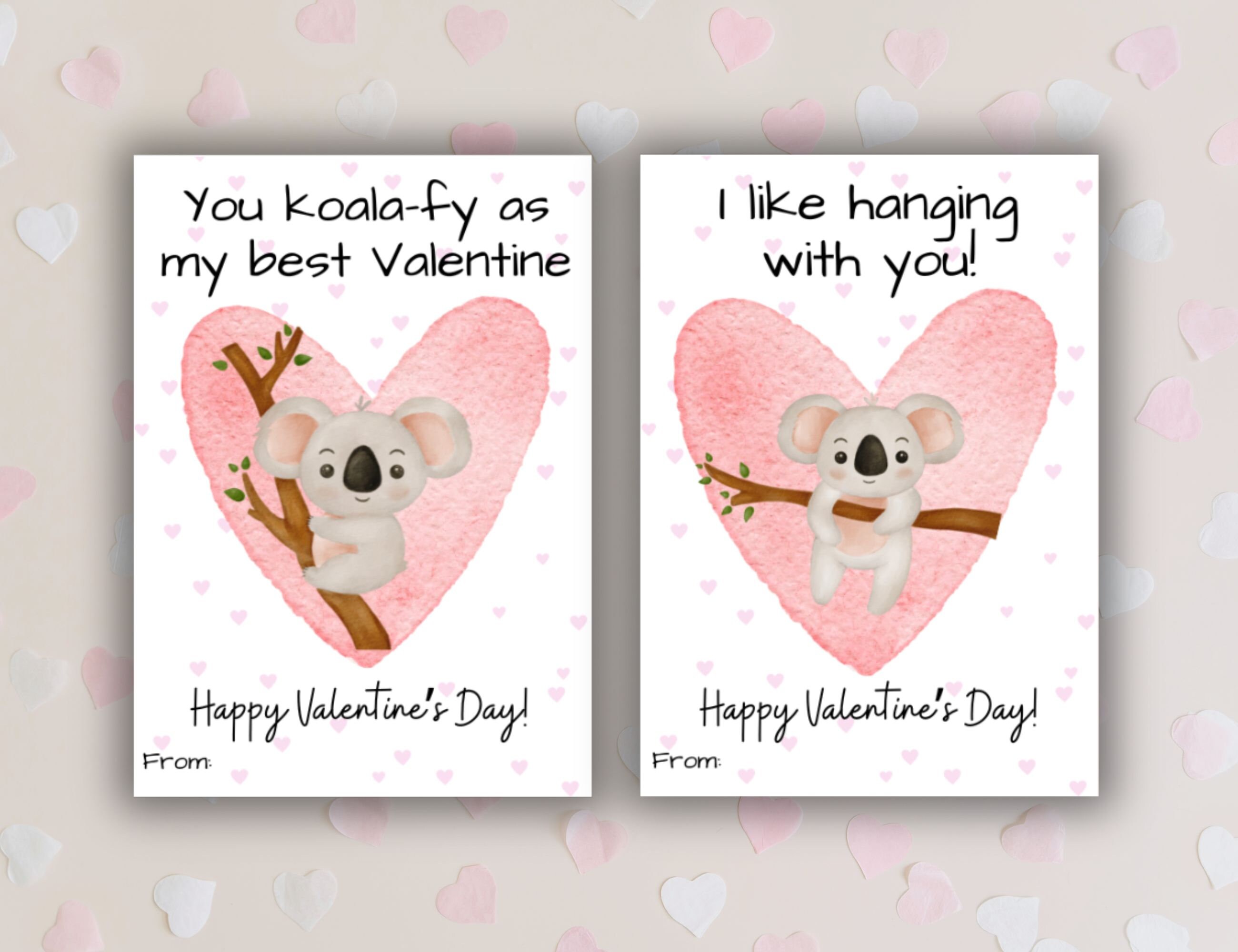 Koala Printable Valentine's Cards, Kid's Classroom Valentines, Treat ...
