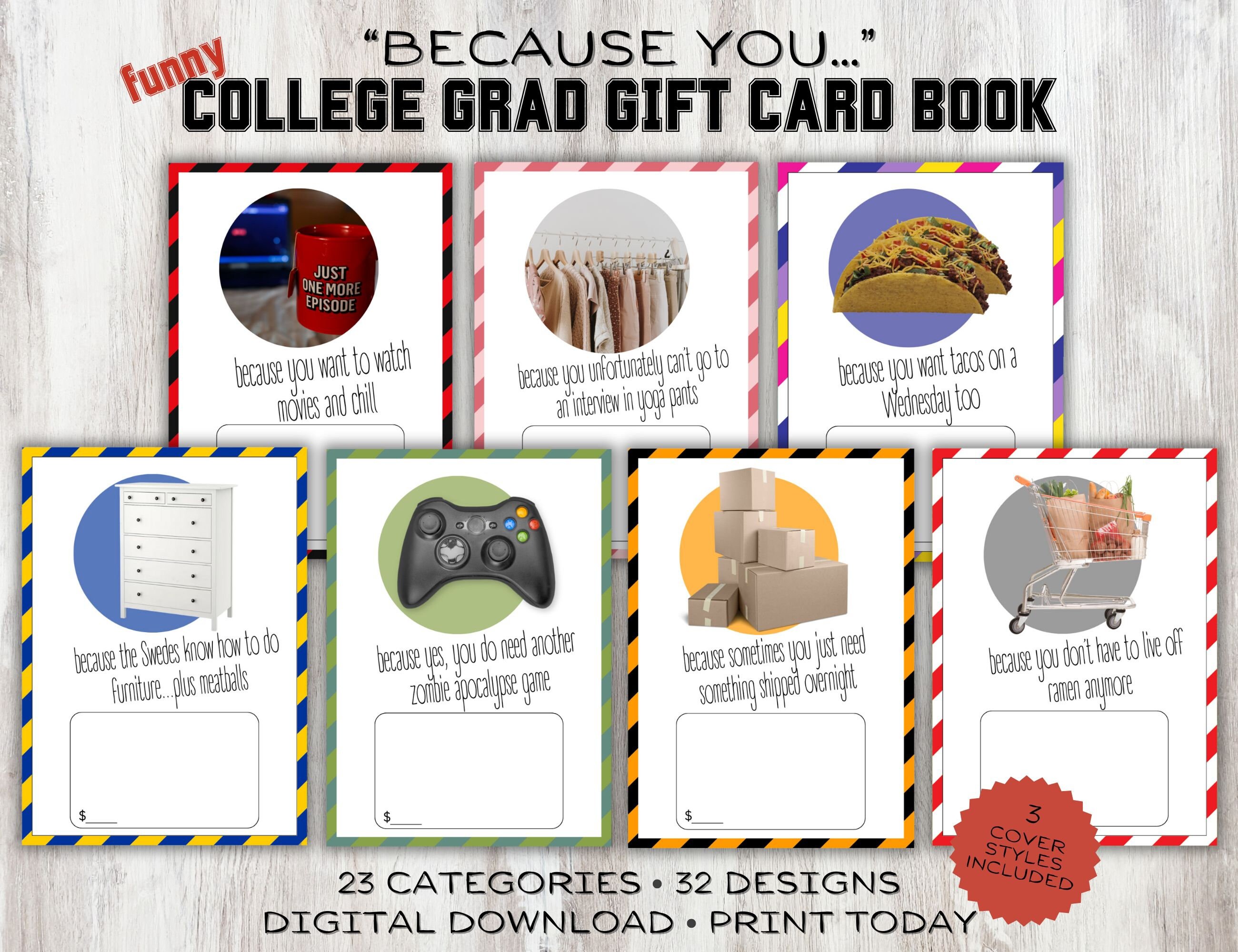 College Grad Gift Card Book, Funny, Graduation Gift, Necessitites for ...