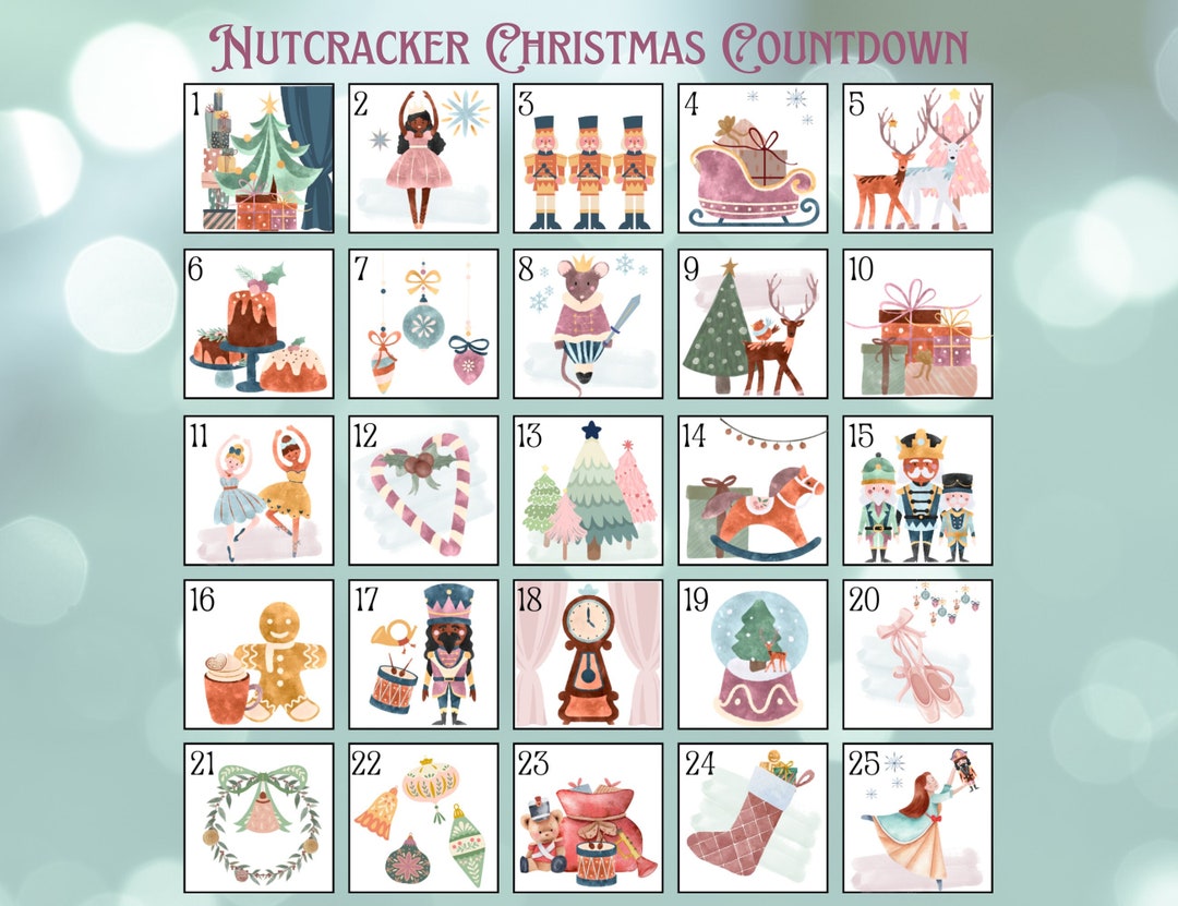 Nutcracker Advent Calendar, Christmas Countdown Calendar, Printable Kid ...