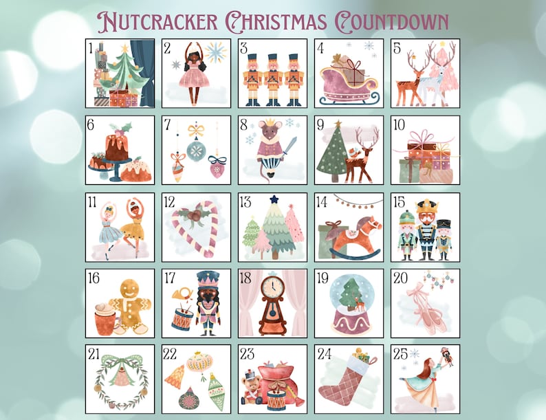 Nutcracker Advent Calendar, Christmas Countdown Calendar, Printable Kid ...