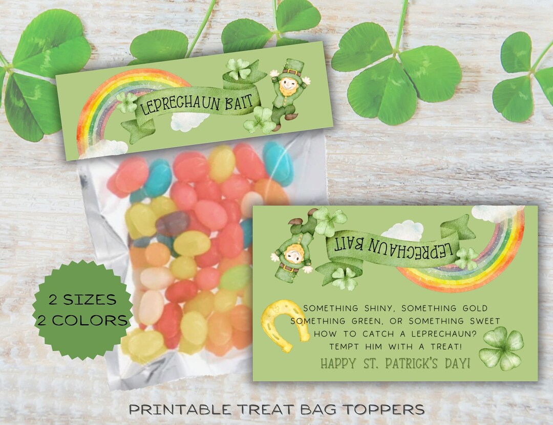 Leprechaun Bait, Treat Bag Toppers for St. Patrick's Day, Candy Snack ...
