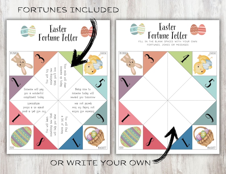 Easter Fortune Teller, Printable Cootie Catcher, Paper Fortune Teller ...