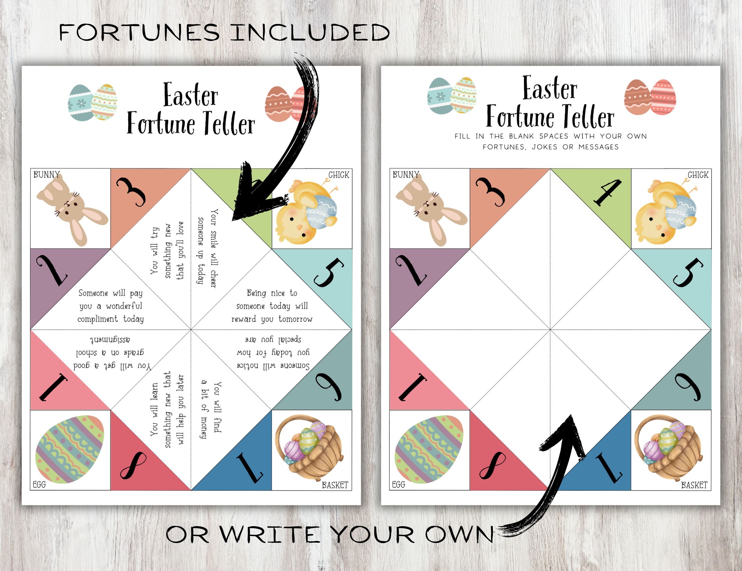 Easter Fortune Teller, Printable Cootie Catcher, Paper Fortune Teller ...