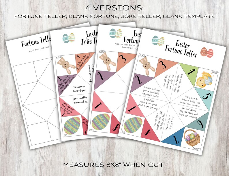 Easter Fortune Teller, Printable Cootie Catcher, Paper Fortune Teller ...
