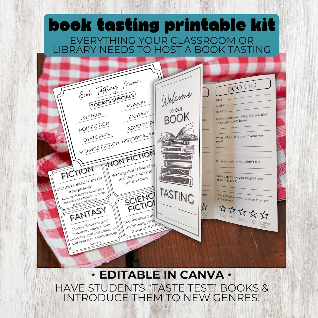 Book Tasting Kit for Classroom and Library, Editable Printable, Reading ...