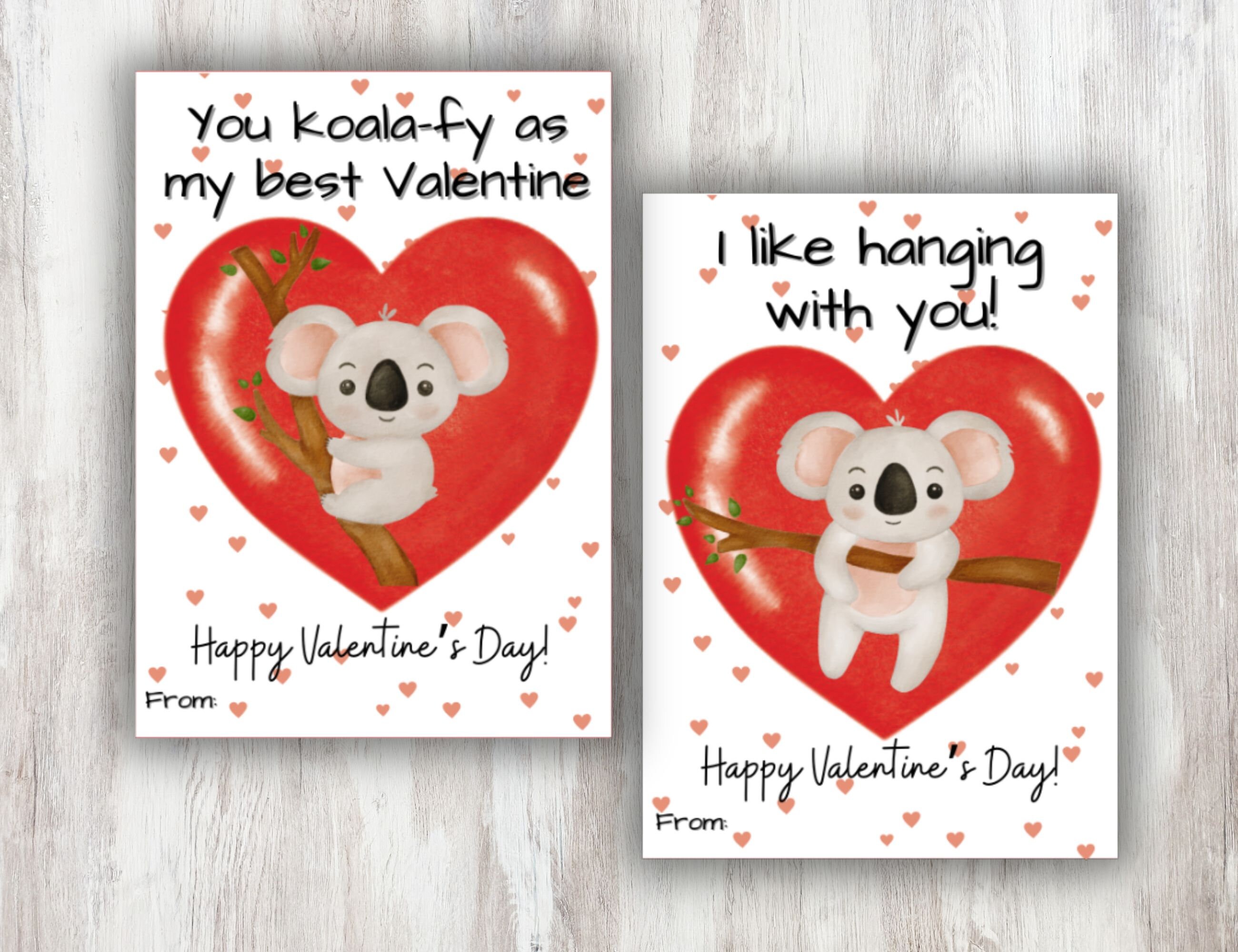 Colorful Koala Printable Valentine's Cards, Kid's Classroom Valentines ...