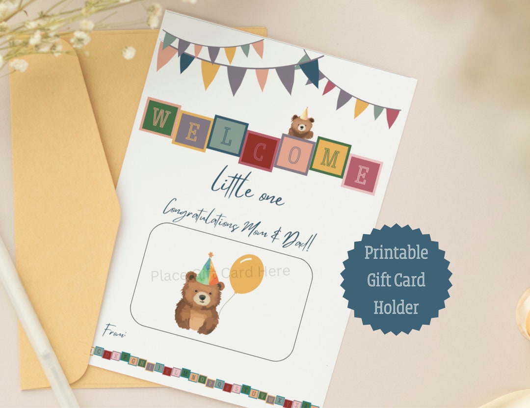 Printable Gift Card Holder for New Baby 5x7, Baby Shower Gift, New ...
