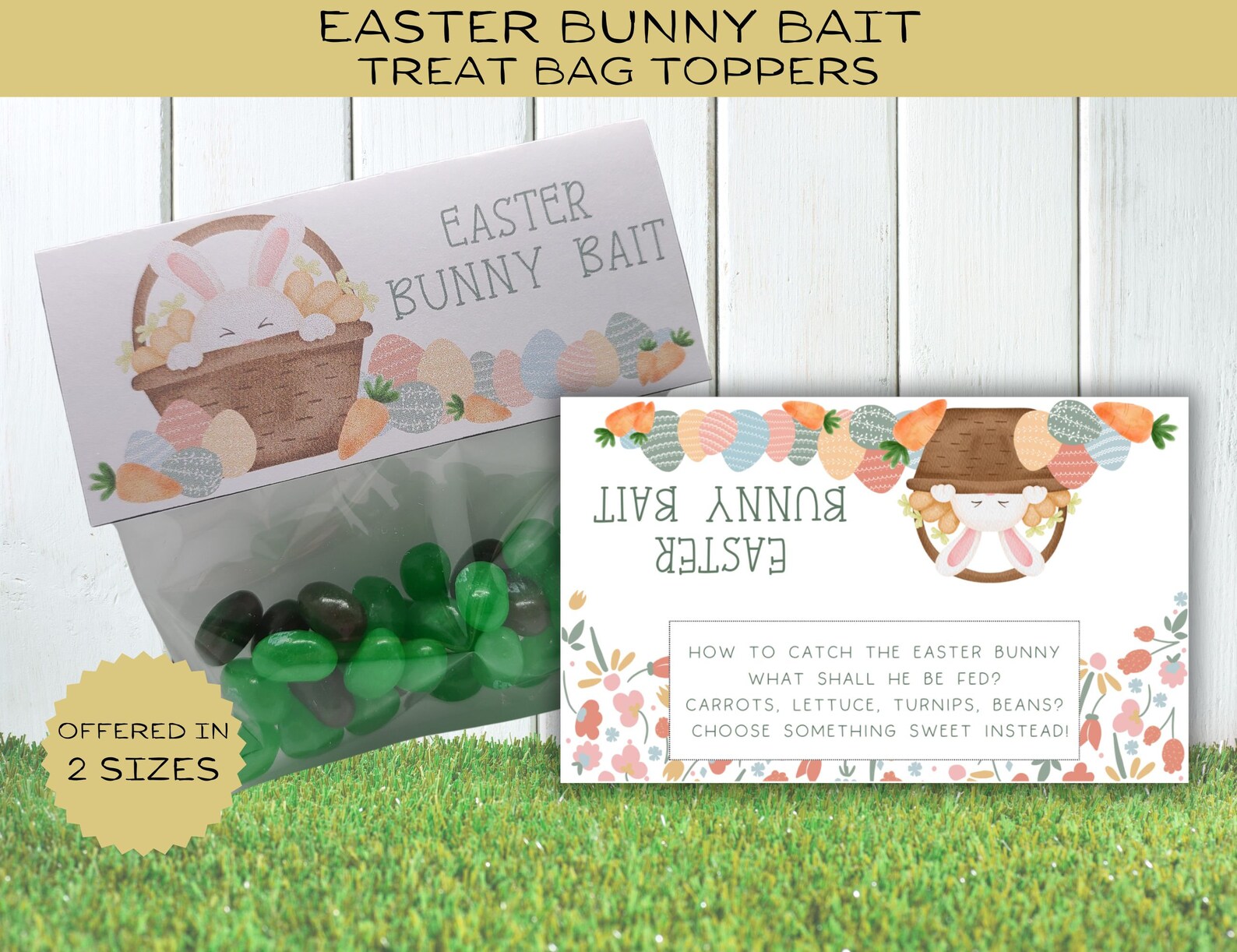 Easter Bunny Bait, Treat Bag Toppers, Printable Candy Snack Baggie ...