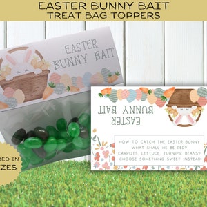 Easter Bunny Bait, Treat Bag Toppers, Printable Candy Snack Baggie ...