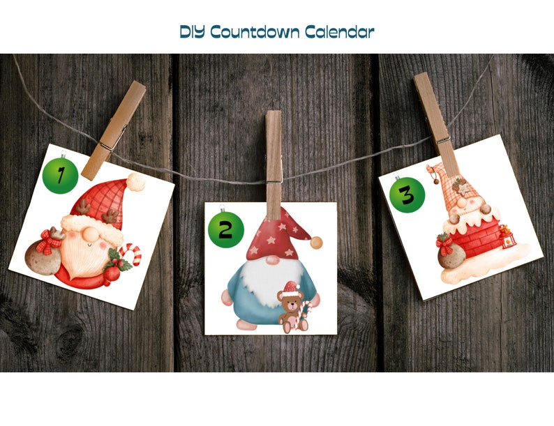 Gnome Advent Calendar, Christmas Countdown Calendar, Printable Kid's ...