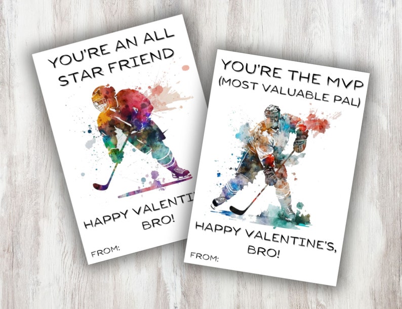 Hockey Printable Valentine's Cards, Kid's Classroom Valentines, Treat ...