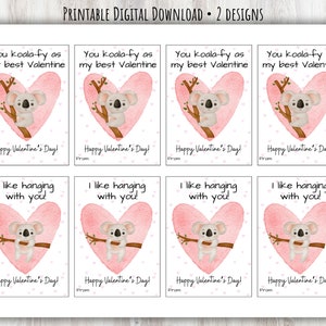 Koala Printable Valentine's Cards, Kid's Classroom Valentines, Treat ...