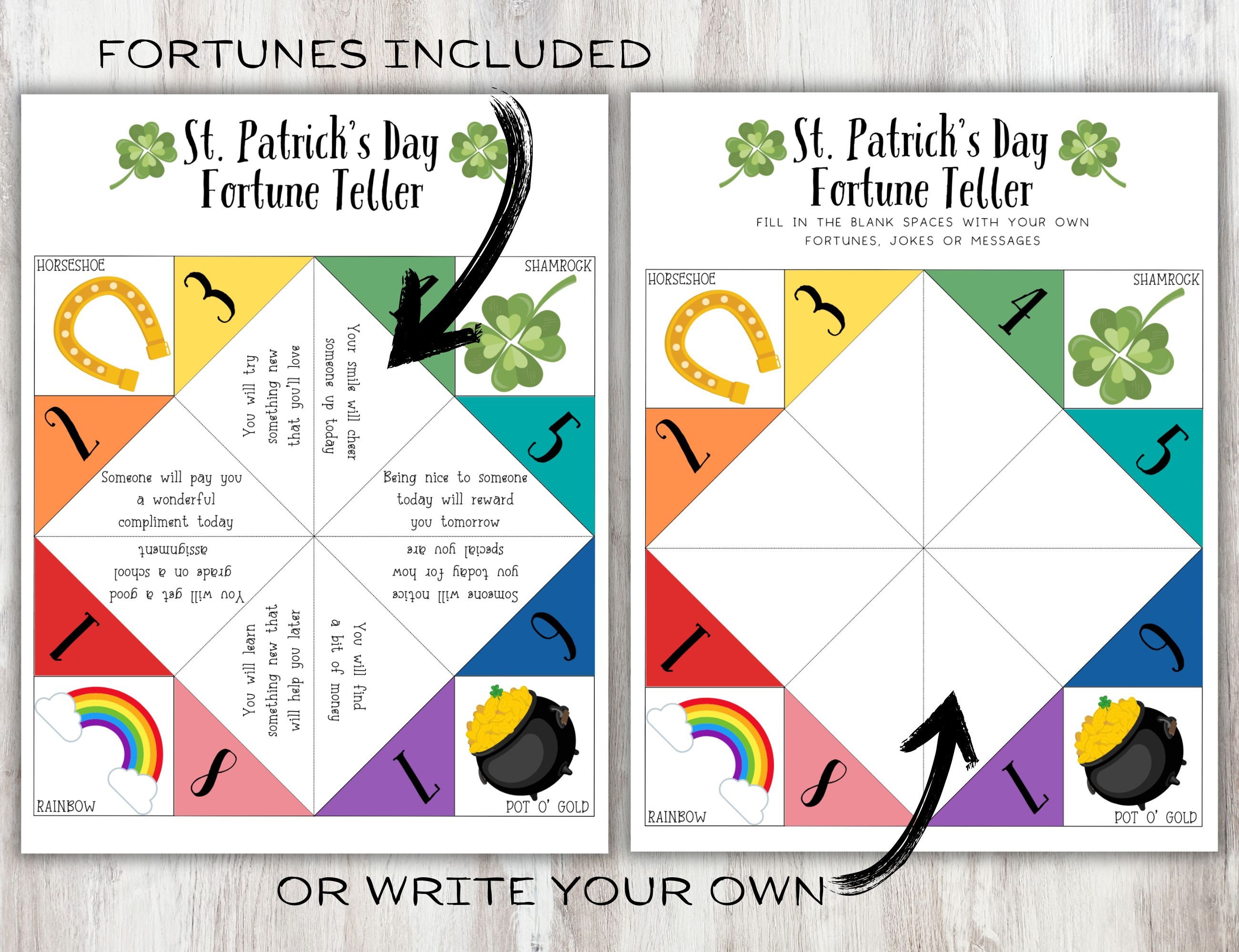 St. Patrick's Day Fortune Teller, Printable Cootie Catcher, Paper ...