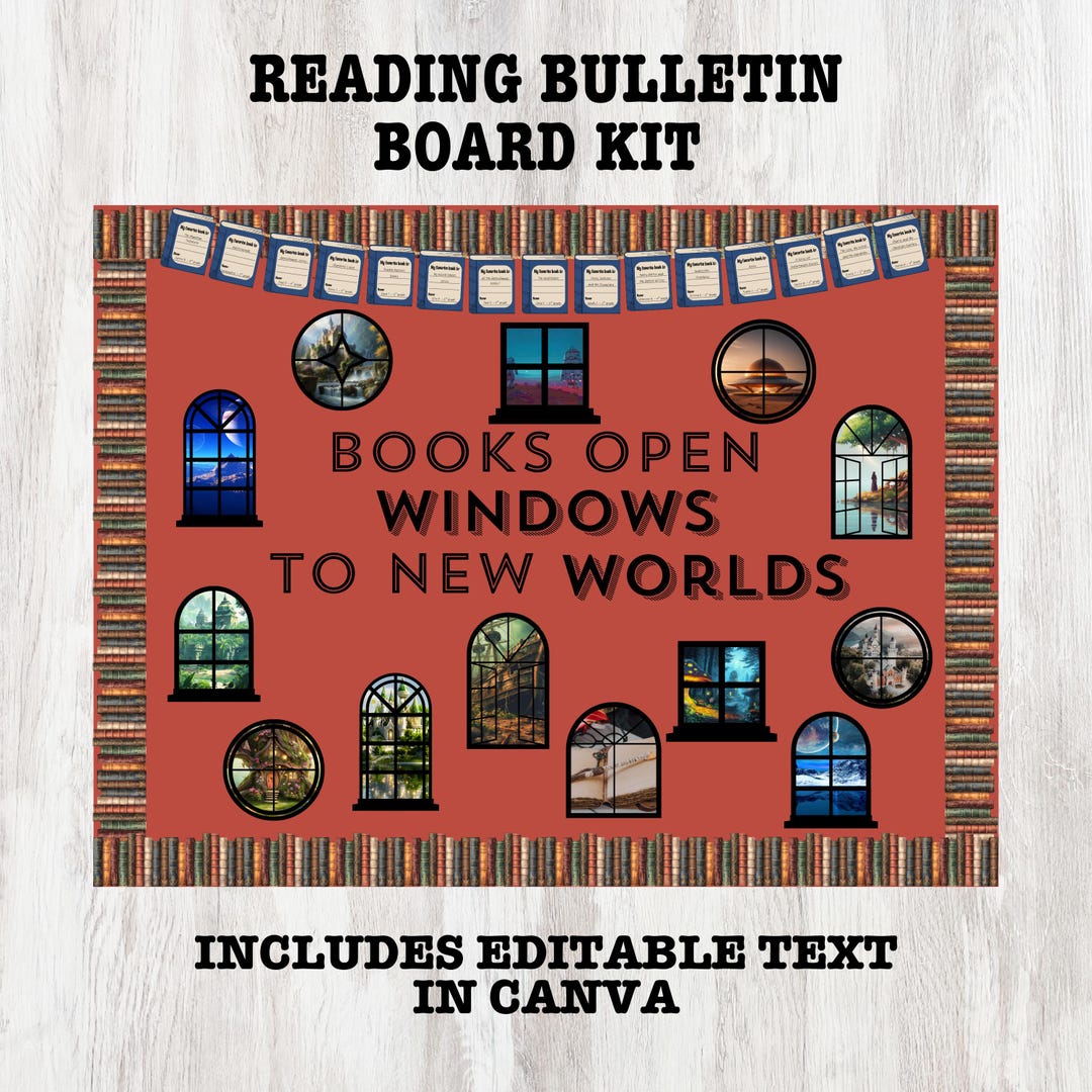 Books Open Windows to New Worlds Bulletin Board Kit, Reading Portal ...