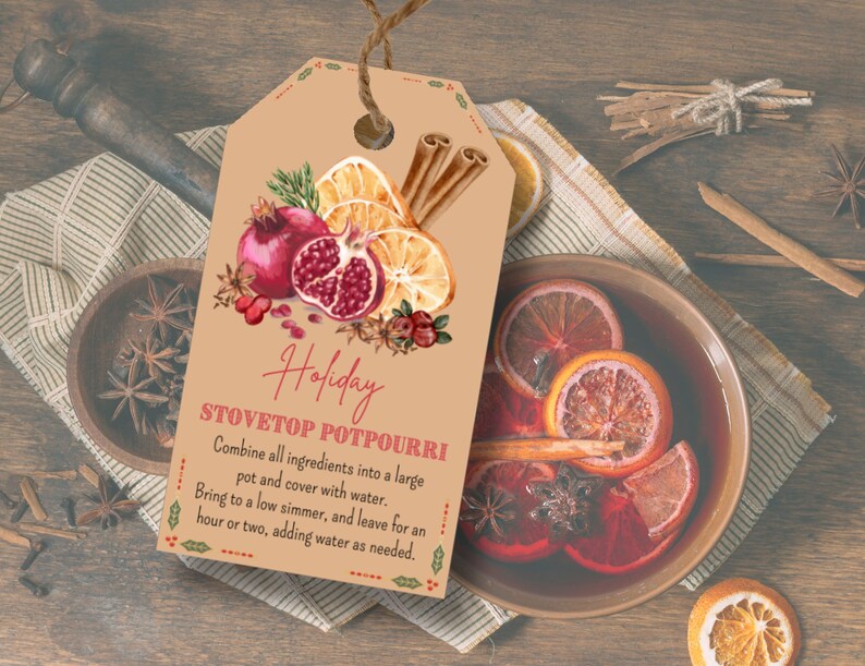 Holiday Stovetop Potpourri Printable Tags, Christmas Simmering ...