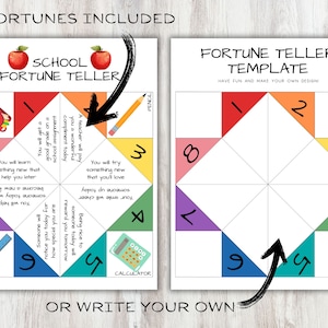 School Themed Fortune Teller and Joke Teller, Printable Cootie Catcher ...