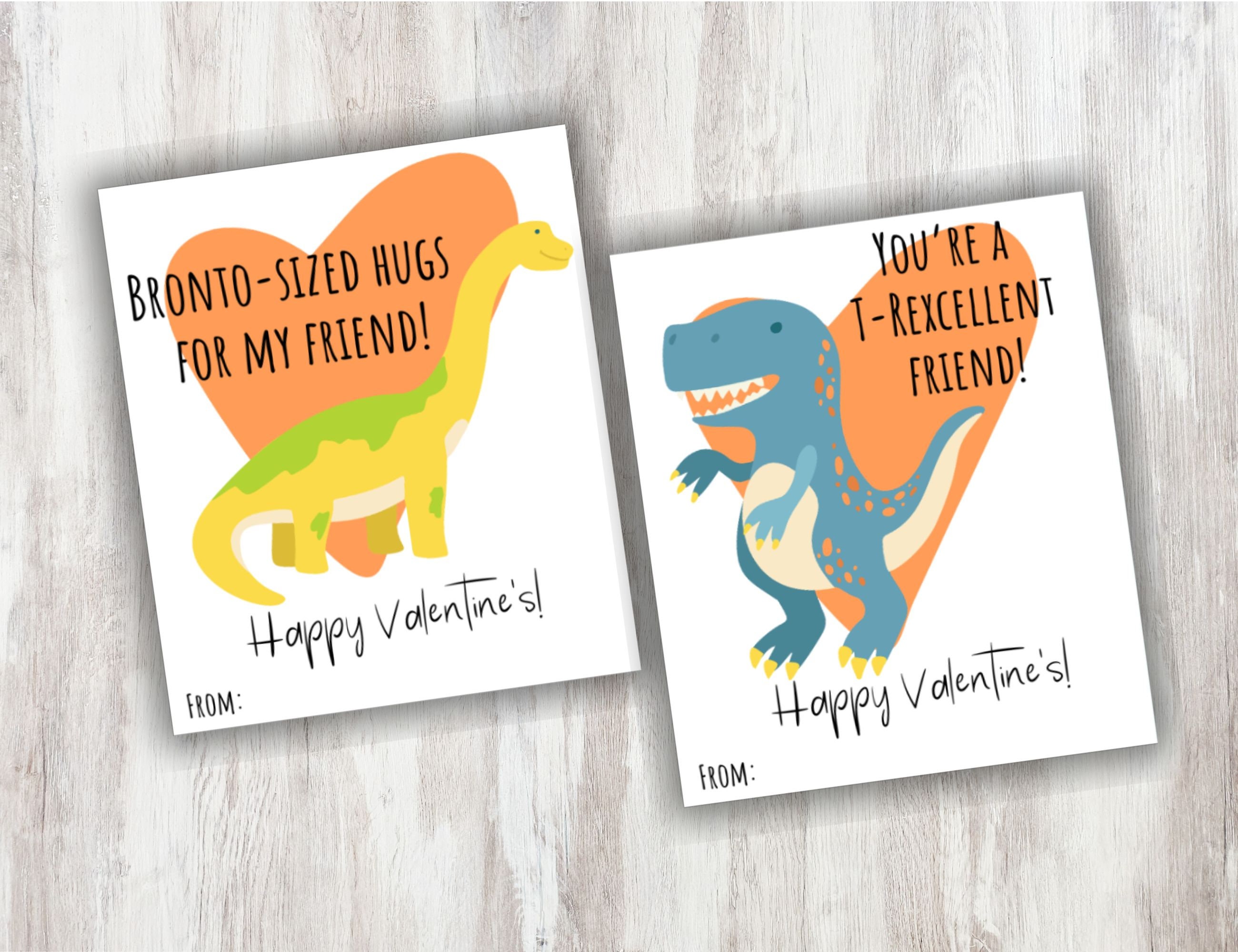 Funny Dinosaur Pun Valentine's Cards, Printable Kid's School Valentines ...