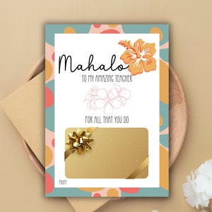Mahalo Teacher Appreciation Gift Card Holders, Hawaiian Themed Teacher ...