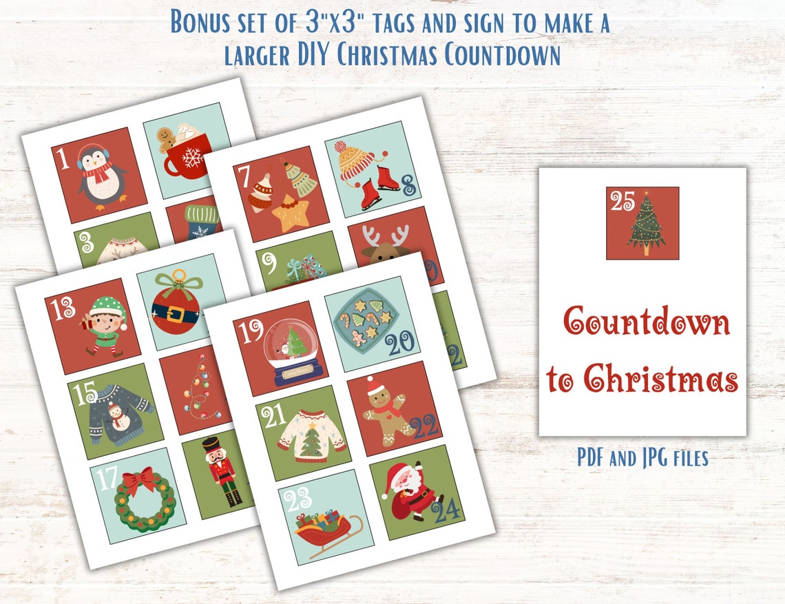 Countdown to Christmas, Kid's Advent Calendar, DIY Advent, Printable ...