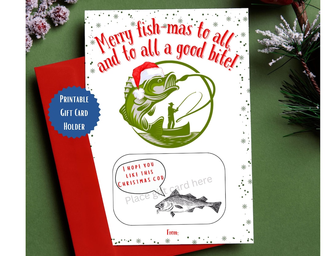 Merry Fish-mas Gift Card Holder, Gift for Fisherman, Funny Pun ...