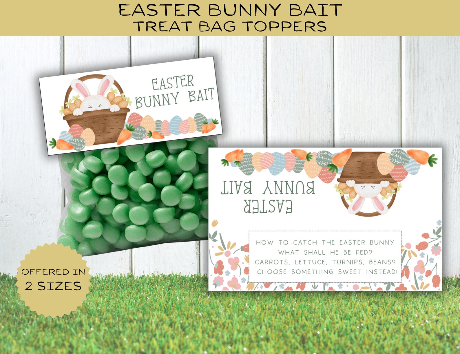 Easter Bunny Bait, Treat Bag Toppers, Printable Candy Snack Baggie ...