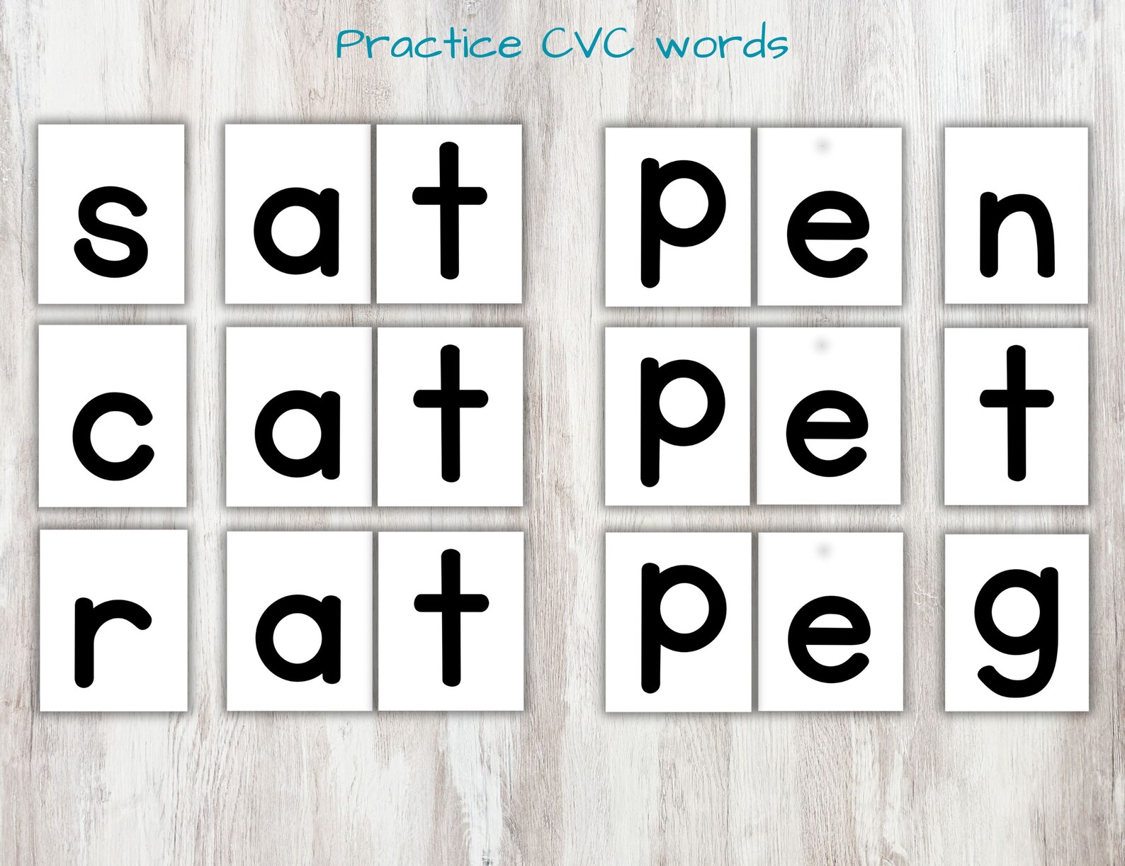 Minimalist Alphabet Letter Flashcards, CVC Cards to Teach Spelling ...