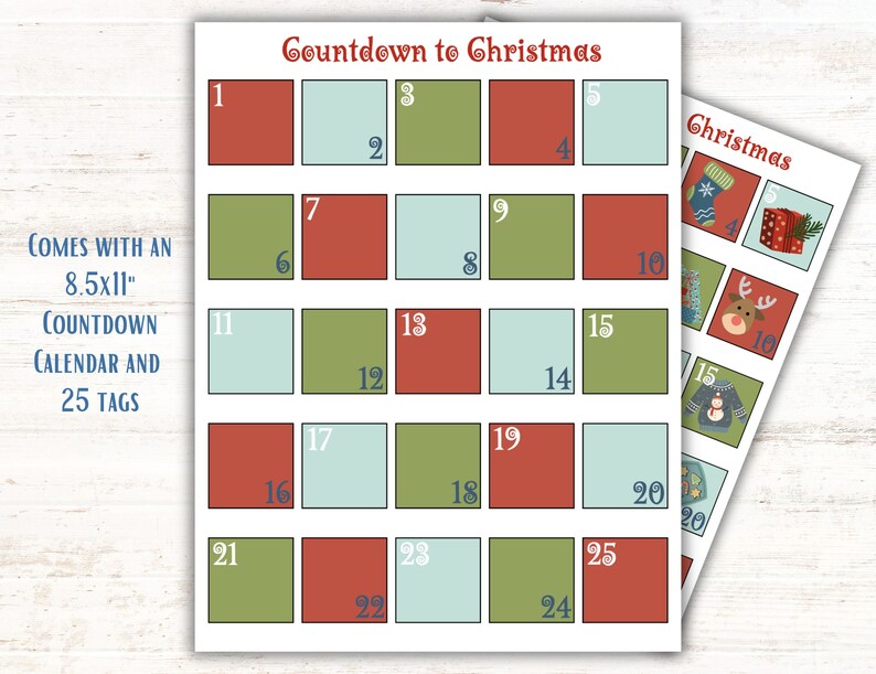 Countdown to Christmas, Kid's Advent Calendar, DIY Advent, Printable ...