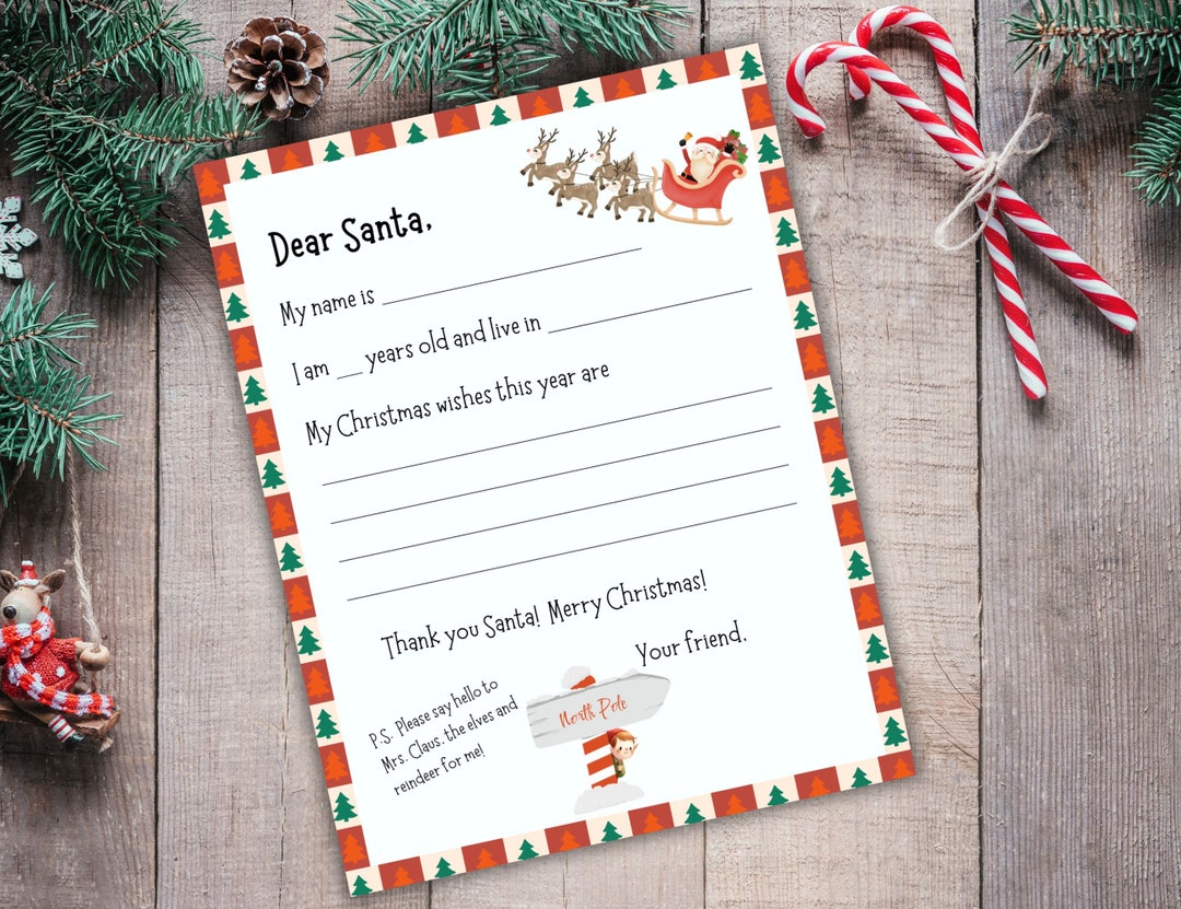 Letter to Santa, Dear Santa Printable, Digital Download - Etsy