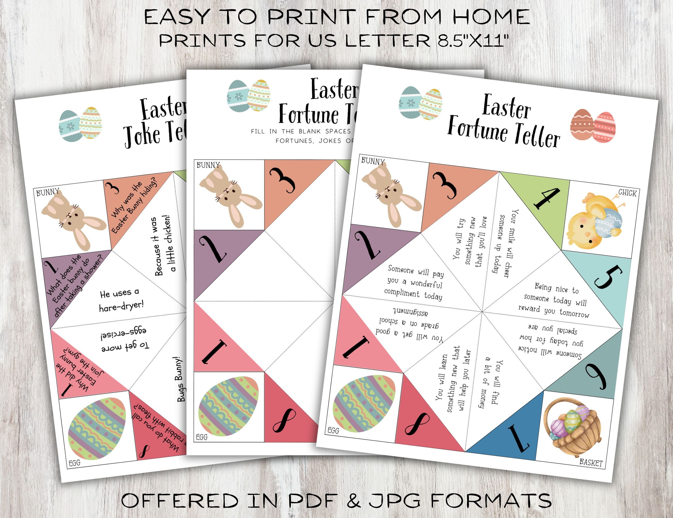 Easter Fortune Teller, Printable Cootie Catcher, Paper Fortune Teller ...