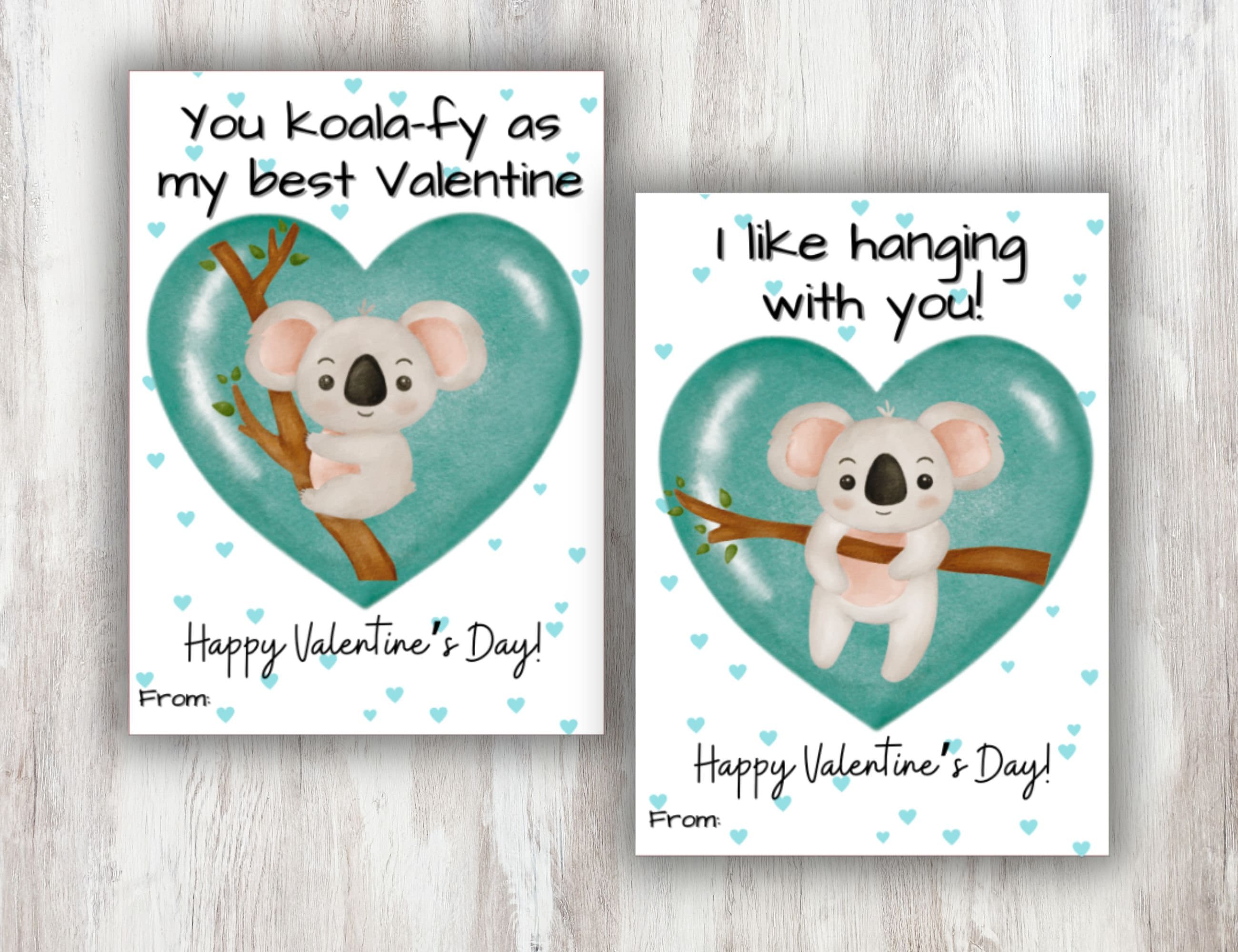 Colorful Koala Printable Valentine's Cards, Kid's Classroom Valentines ...