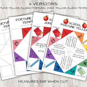 School Themed Fortune Teller and Joke Teller, Printable Cootie Catcher ...