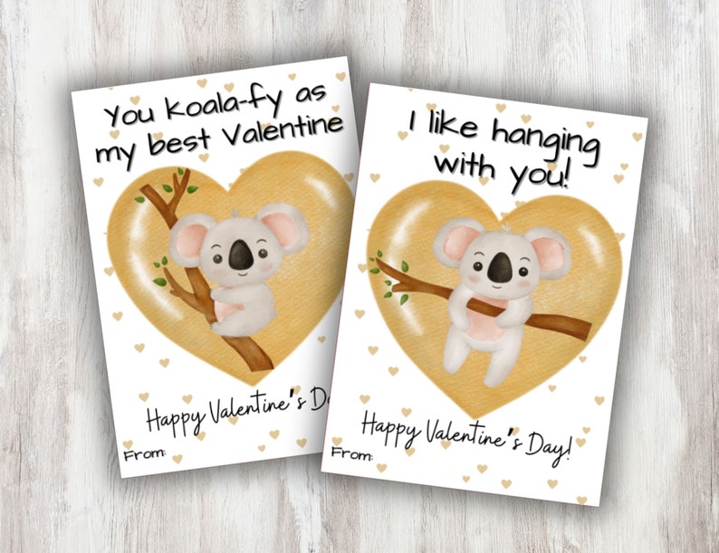 Colorful Koala Printable Valentine's Cards, Kid's Classroom Valentines ...