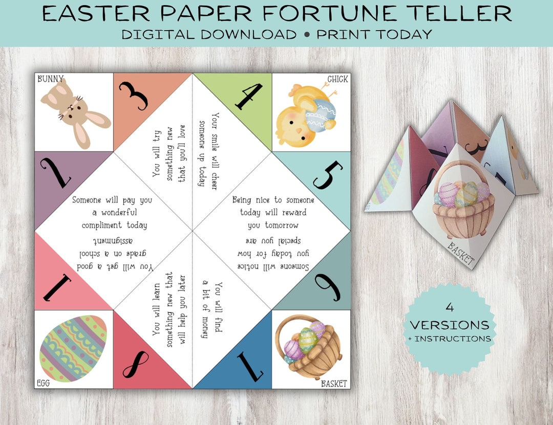 Easter Fortune Teller, Printable Cootie Catcher, Paper Fortune Teller ...