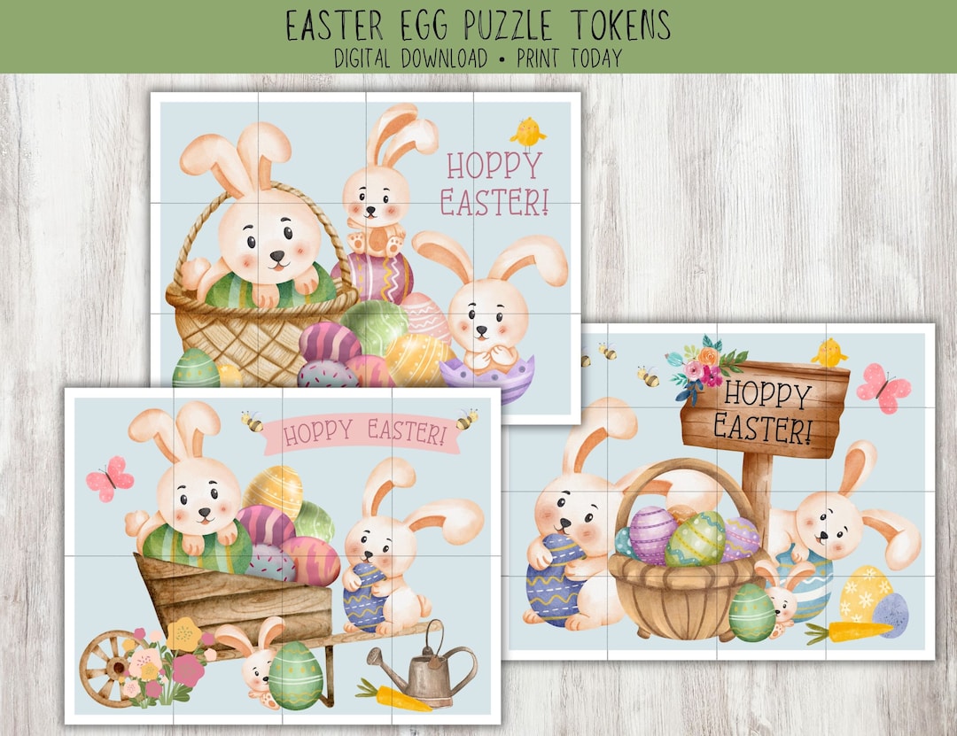 Easter Egg Puzzle Tokens, Kid's Easter Egg Hunt Prizes, Easter Egg ...