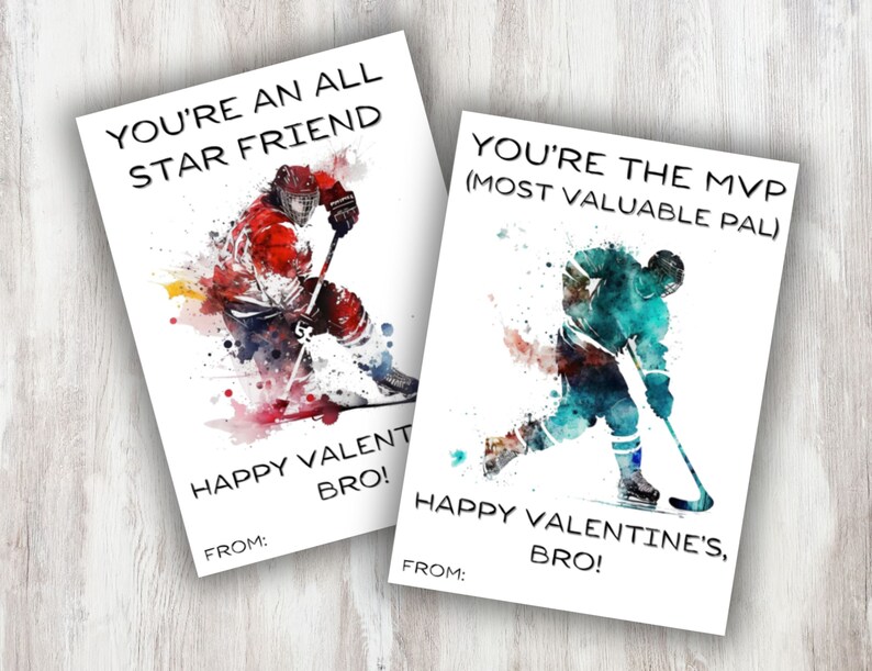 Hockey Printable Valentine's Cards, Kid's Classroom Valentines, Treat ...