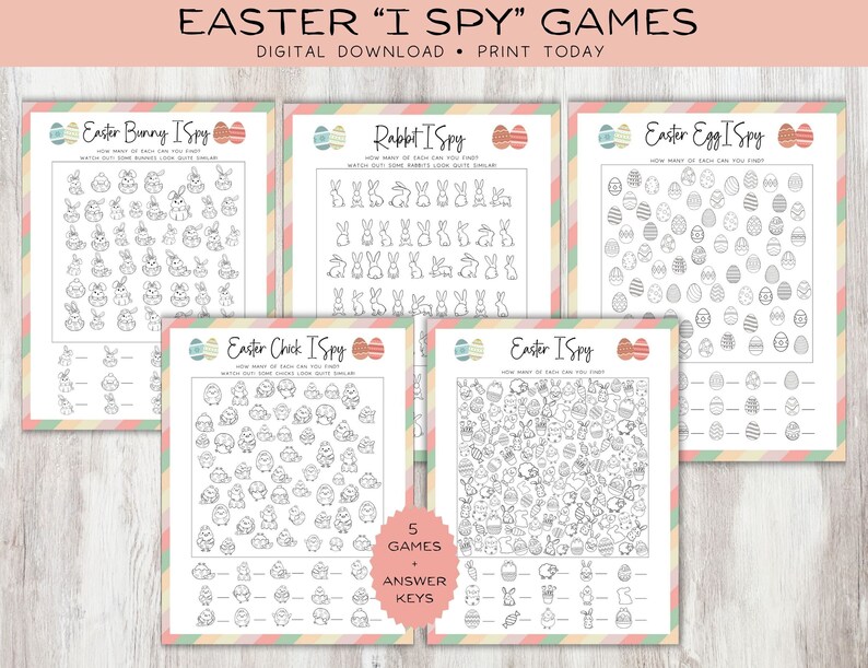 Easter "i Spy" Games Bundle, Printable Activities for Easter Baskets ...