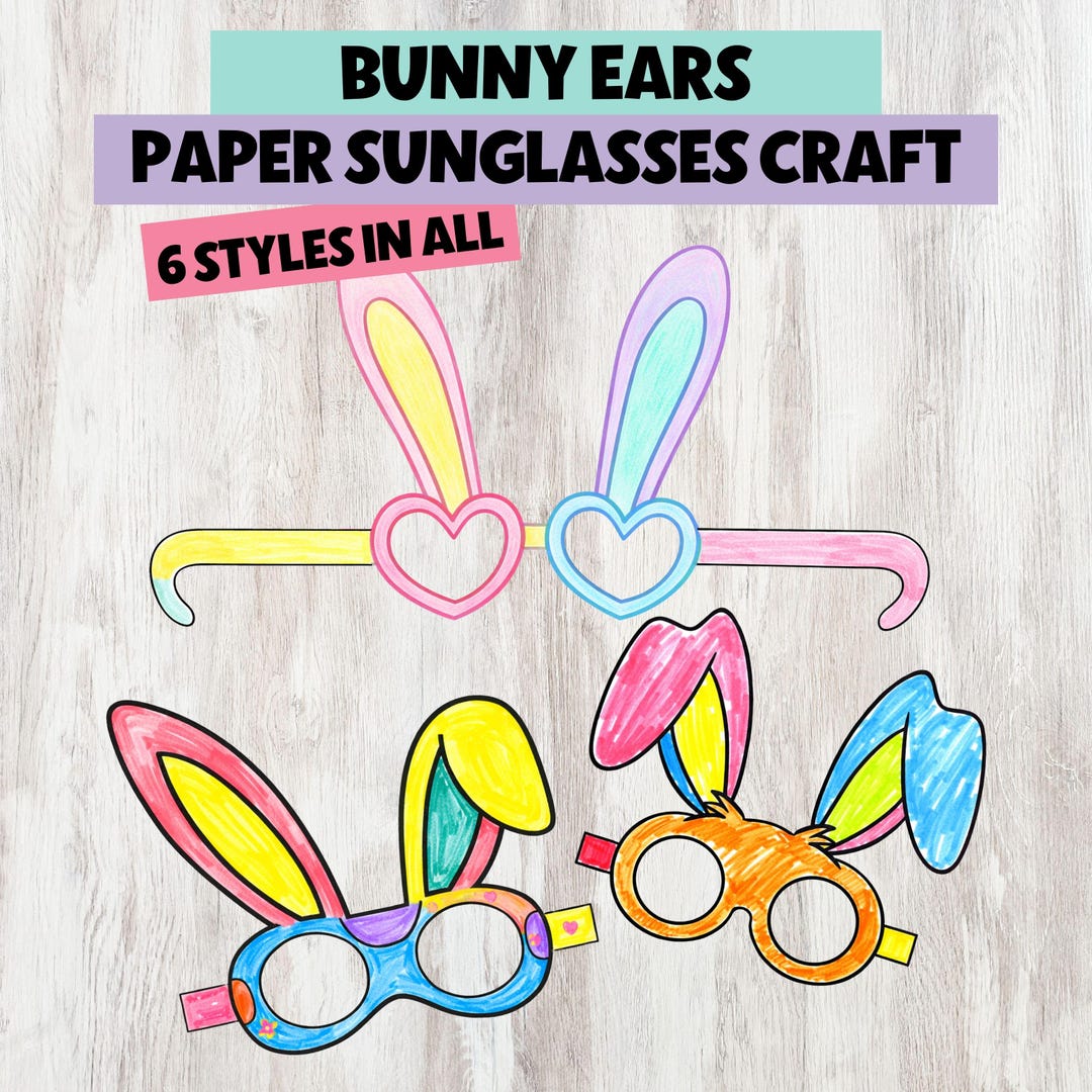 Printable Easter Sunglasses Coloring Craft, Wearable Paper Glasses for ...