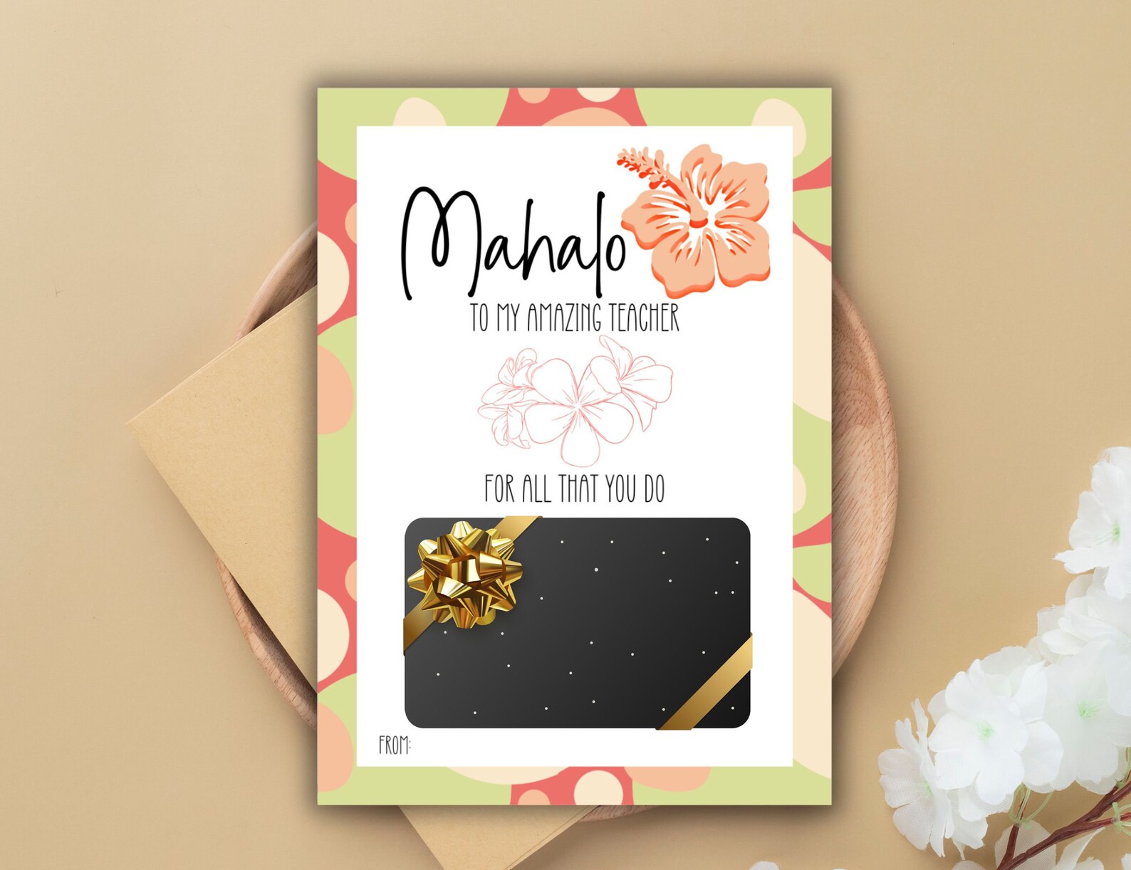 Mahalo Teacher Appreciation Gift Card Holders, Hawaiian Themed Teacher ...