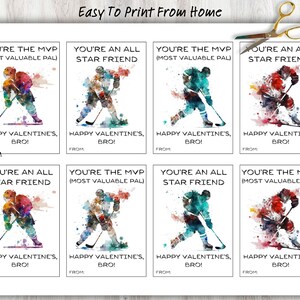 Hockey Printable Valentine's Cards, Kid's Classroom Valentines, Treat ...