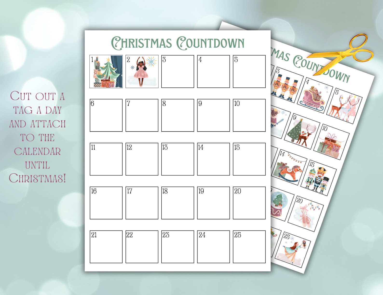 Nutcracker Advent Calendar, Christmas Countdown Calendar, Printable Kid ...