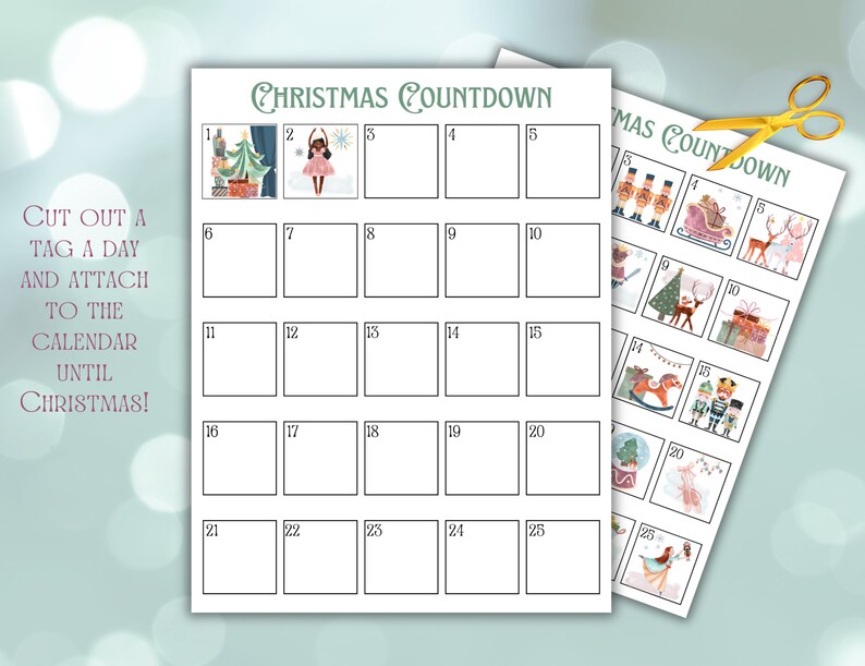 Nutcracker Advent Calendar, Christmas Countdown Calendar, Printable Kid ...