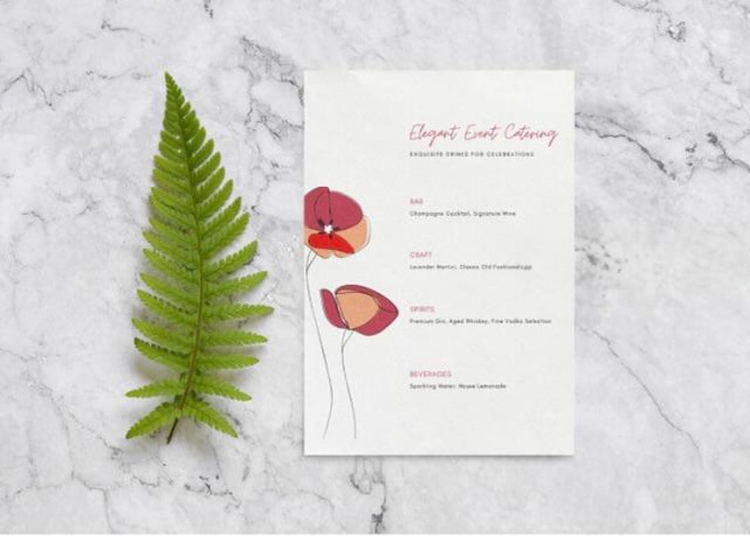 Elegant Event Bar Menu Template | Customizable Digital Bar Sign ...