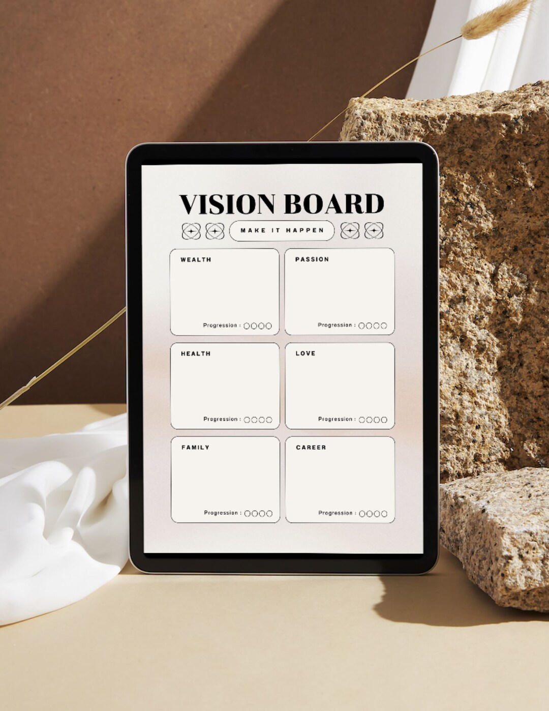 Beige Minimal Vision Board Planner - Etsy